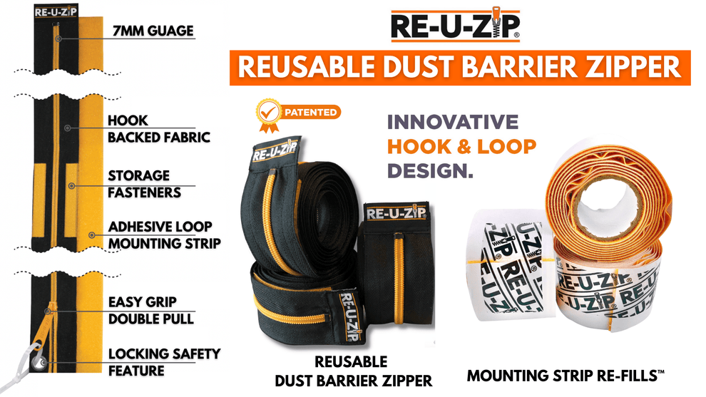 RE-U-ZIP® Reusable Dust Barrier Zipper | Starter Kit – RE-U-ZIP® | DUST ...